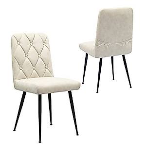 HOMYEDAMIC Button Tufted Dining Chairs Set of 2, Parsons Diner Chair Upholstered Fabric Dining Room Chairs Stylish Kitchen Chairs for Restaurant Home Kitchen