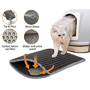 Sokiche Cat Litter Box Enclosure Furniture with Shelf Storage - Hidden Litter Box Enclosure Furniture Large Wooden with Cat Litter Trapping Mat Pad -Cat Washroom-Cat Cabinet-White