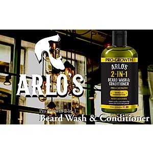 Arlo's Pro-Growth 2-in-1 Beard Wash and Conditioner - Vanilla Sandalwood with Menthol 12 oz