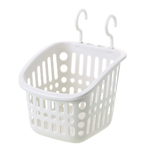 NFEGSIYA Bath Basket Plastic Hanging Shower Basket with Hook Makeup Organizer Basket for Bathroom Storage Holder Kitchen Holder (Color : Square White S)