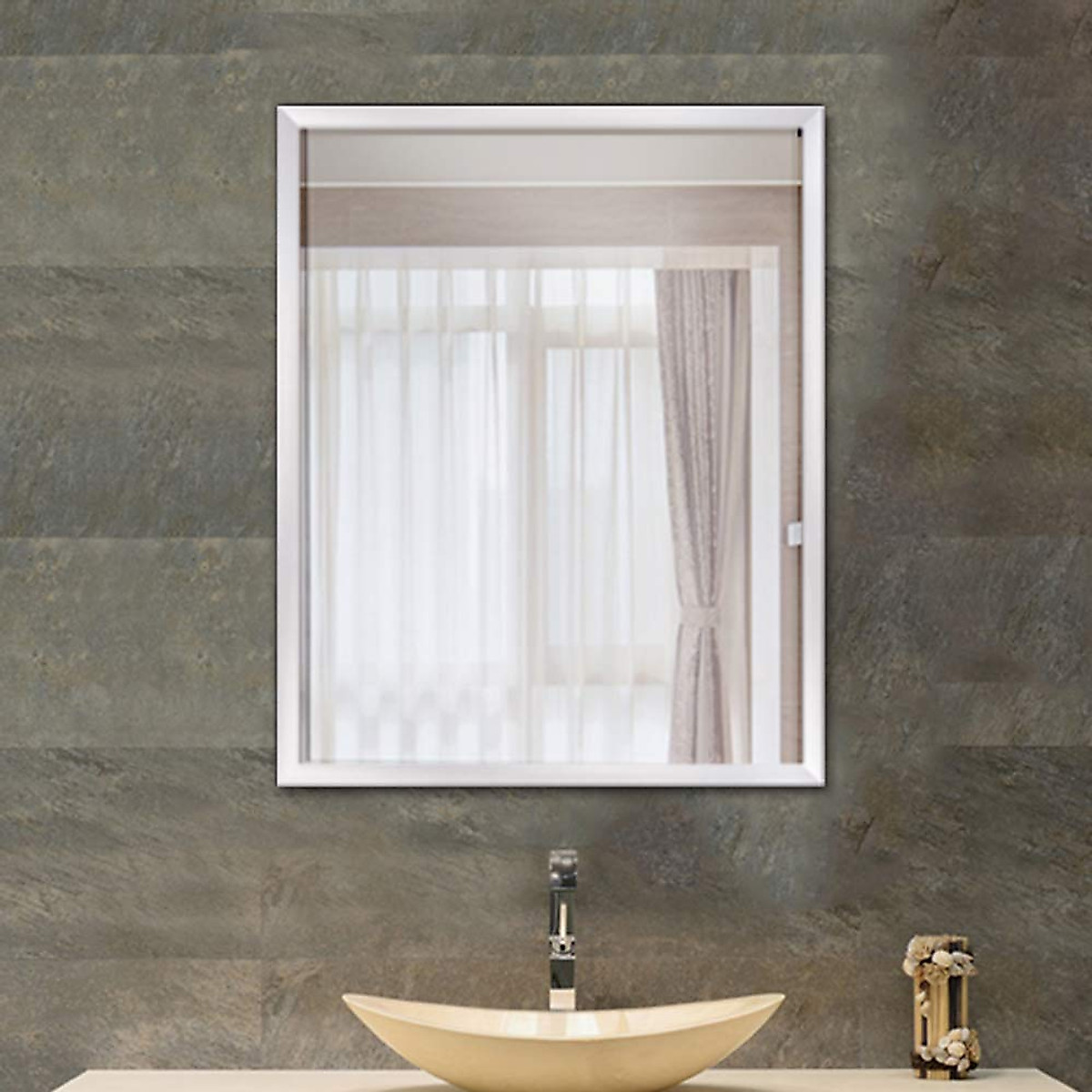 Schliersee 18x24 inch Wall Mirror Set of 2, Hanging Rectangular White Mirrors for Over Sink, Bathroom, Living Room, Bedroom