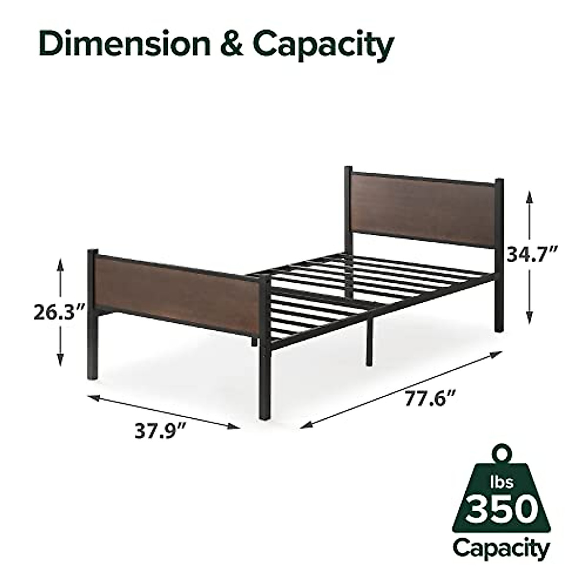 ZINUS Tucker Bamboo and Metal Platform Bed Frame / Bed Frame Made with Sustainable Bamboo / Steel Slat Mattress Support with No Box Spring Needed / Easy Assembly, Twin