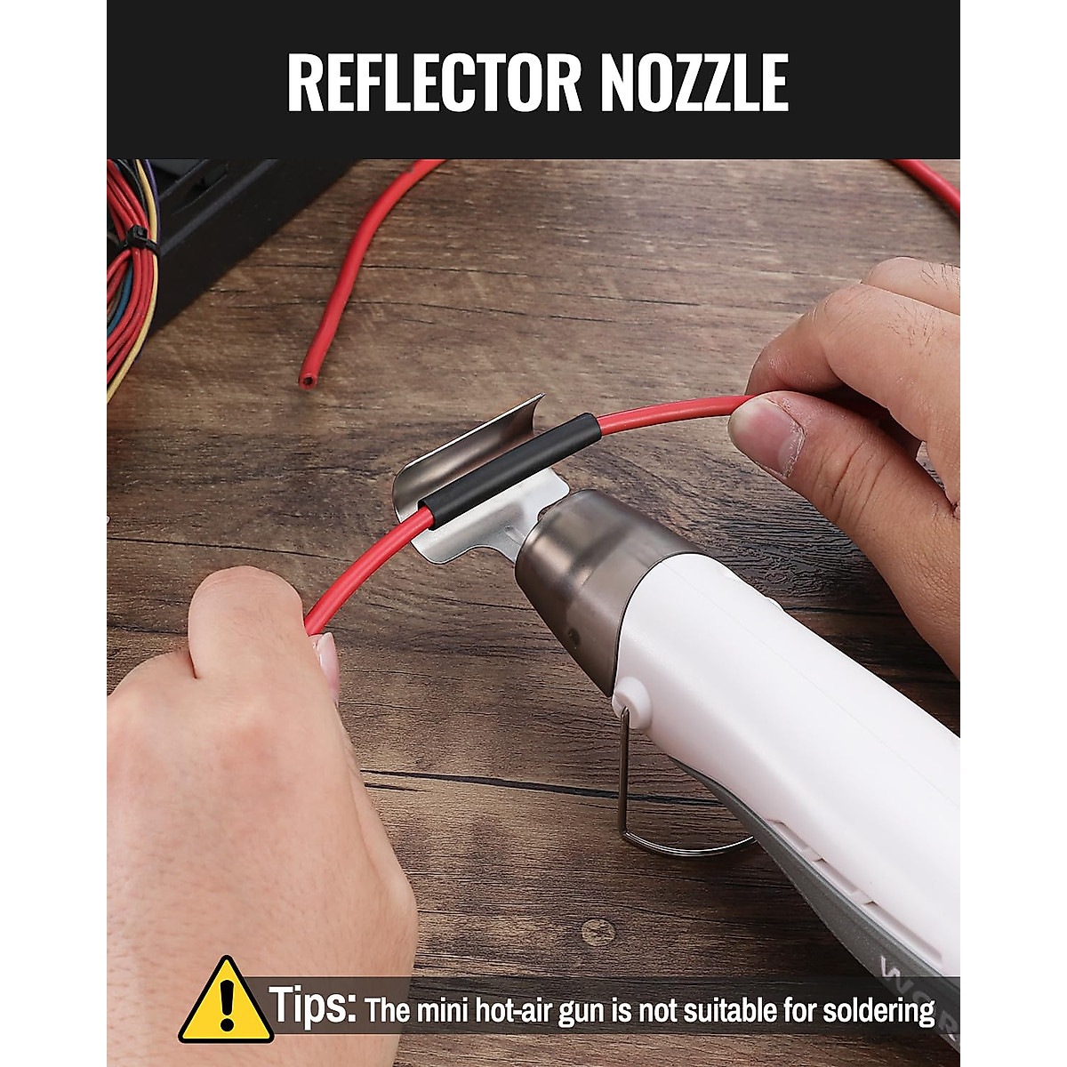 WORKPRO 7.2V Mini Cordless Heat Gun, 680℉ Hot Air Gun with Reflector Nozzle, 3 Temp Settings - Cool Air, 302℉(150℃)/680℉(360℃), Fully Ceramic Heating Core for Craft Embossing, Shrink Wrapping PVC