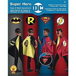 Rubies Super Hero Cape Set AMAZON EXCLUSIVE Officially licensed DC Comics Assortment 4 Capes, 3 Masks, and 1 Chest Piece, One Size
