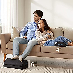 Foot Rest for Under Desk at Work, with 2 Optional Covers for Replacing, Double Layer Adjustable Foot Rest for Office, Home, Airplane, Travel, by HUANUO