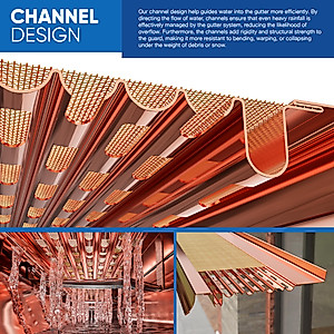 Waterlock Flat Under The Shingle Micromesh Gutter Guards in Copper for Half Round Gutter, 5 inch, 6 inch, 7 Inch Box Gutters, Commercial Gutters, Premium Quality Gutters from Manufacturer (25 Feet)