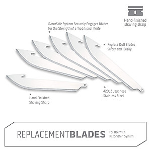 OUTDOOR EDGE 3.0" RazorSafe Replacement Drop-Point Knife Blades, 6 Pieces