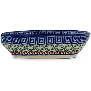 Polish Pottery 4¾-inch Spoon Rest made by Ceramika Artystyczna (Grecian Sea Theme) + Certificate of Authenticity