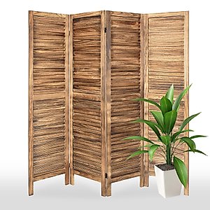 4 Panel Room Dividers, 5.6 FT Tall Room Dividers and Folding Privacy Screens, Partition Room Dividers, Wood Room Divider Style, Decorative Room(Natural)
