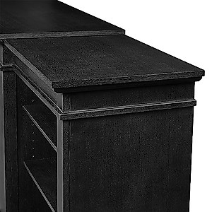 Real Flame Eliot Grand Electric Fireplace TV Stand, Solid Wood with Adjustable Shelves, Includes Mantel, Firebox & Remote Control, Black