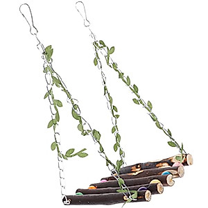 POPETPOP Bird Swing Perch Parrot Cage Hanging Toy Wooden Parrot Toy Wooden Cage Hammock Stands for Parakeets Cockatiels Conures Macaws Finches Accessory