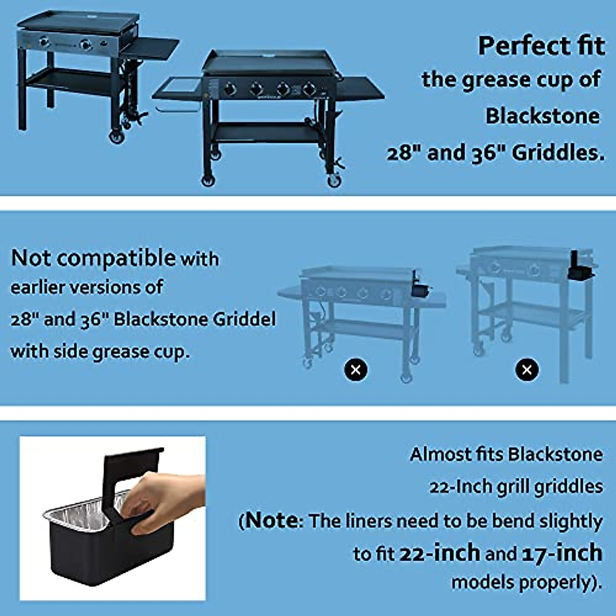 Matchwaves 20 Pack Blackstone Grease Cup Liners, Grease Catcher Liner, Aluminum Foil Drip Pan for 28 and 36 inch Blackstone Griddle