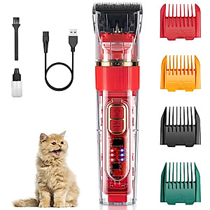 Cat Grooming Clippers, Professional Cat Grooming Kit, Cordless Dog Clippers for Thick Coats, Dog Hair Trimmer, Low Noise Dog Shaver Clippers, Quiet Pet Hair Clippers Tools for Dogs Cats