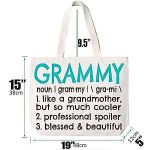 COCOVICI Grammy Tote Bag | Grammy Definition | Grandma Gifts | Grammy Gifts | Grammy Christmas Gift | Christmas Gift from Grandkids (Grammy Definition Turquoise/Black Font)