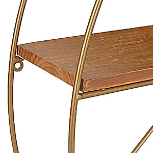 Kate and Laurel Delmar Mid-Century Modern Wall Shelf, 26" x 21", Brown and Gold, Glamorous Geometric Wall Decor