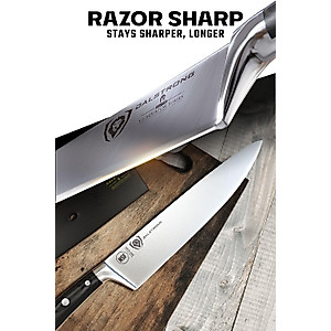 Dalstrong Chef Knife - 10 inch - Gladiator Series Elite - Forged High Carbon German Steel - Razor Sharp Kitchen Knife - Full Tang - Black G10 Handle - Sheath Included - Chef's Knife - NSF Certified