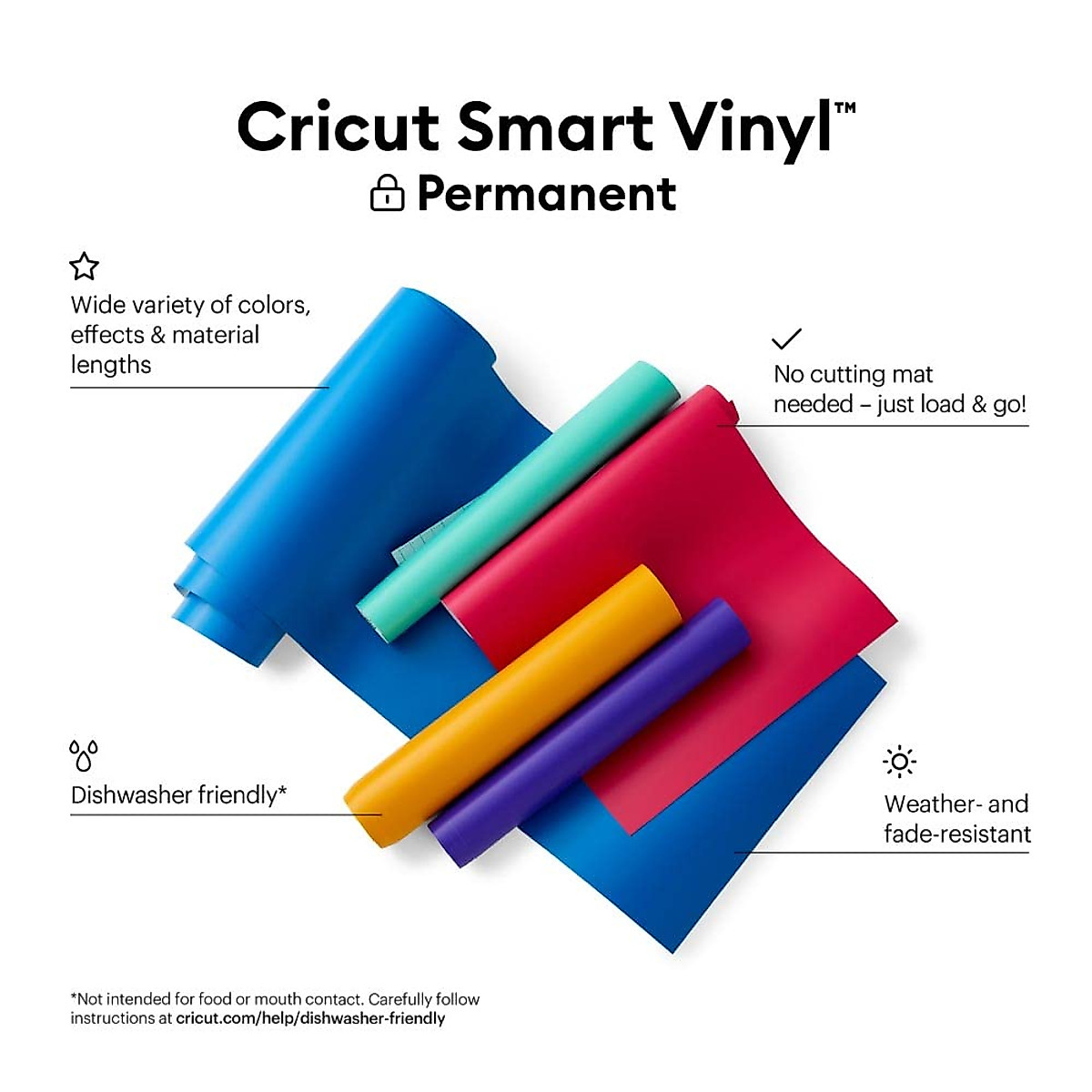 Cricut Smart Permanent Vinyl (13in x 12ft, Red) for Explore and Maker 3 - Matless cutting for long cuts up to 12ft