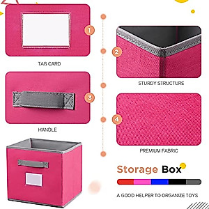 JNCHOICE Storage Cubes 2 Packs Folding Thicker Fabric Storage Bins Basket for Closet Shelf Cabinet Bookcase - Pink
