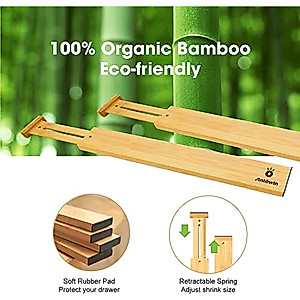 ANTOWIN Bamboo Drawer Dividers Organizers, Drawer Separators Splitter,13-17 inches Long Adjustable Spring-loaded Organizer for Large Utensil, Clothes, Tools Drawers (4+3)