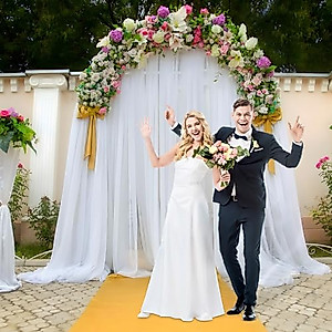 6.5FT White Round Backdrop Cover with Tulle for 6.0/6.5ft Circle Background Stand Photography Wrinkle-Free for Birthday Party Baby Shower Wedding Decorations