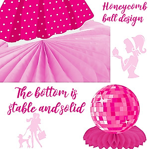 Hot Pink Girl Party Honeycomb Centerpieces 12Pcs Pink Birthday Party Decorations for Girls Hot Pink Princess Birthday Centerpieces for Bachelorette Party Bridal Shower Girls Birthday Party Supplies