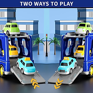 Bennol Toddler Trucks Toys for Boys Age 3-5, 5 in 1 City Car Truck for Toddlers Boys Girls 3 4 5 6 Years Old, Toddler Boy Toys Christmas Birthday Gift Car Sets with Light Sound