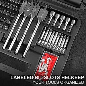 Drill Bit Set, WESCO 122Pcs Power Impact Driver Bits Set and Screwdriver Bits Set,Assorted in Tough Case for Wood Metal Cement Drilling and Screwdriving, Gift for Men/Women Tools Box