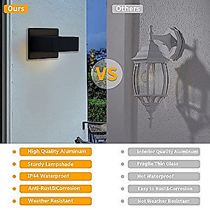 Inowel Outdoor Wall Light Up Down LED Wall Sconce Porch Lamp Black Modern Exterior Light Fixture Aluminum Lights for Porch Front Door Garden Yard Patio IP54 Waterproof 7.5W 240Lm 3000K