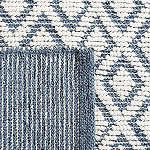 SAFAVIEH Vermont Collection Area Rug - 9' x 12', Ivory & Blue, Handmade Wool, Ideal for High Traffic Areas in Living Room, Bedroom (VRM304M)