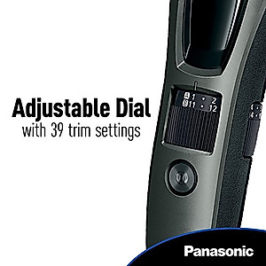 Panasonic Hair and Beard Trimmer, Men's, with 39 Adjustable Trim Settings and Two Comb Attachments for Beard and Hair, Corded or Cordless Operation, ER-GB60-K, Black
