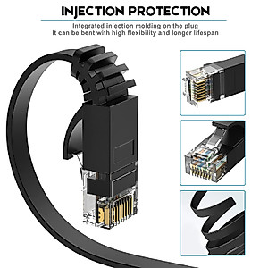 Siricook Cat 6 Ethernet Cable High Speed 125 ft, Flat Internet Network Patch Cord Support 1Gbps 250 Mhz, Rj45 Connectors for Router, Modem, Faster Than Cat5e Cat5 - Black, 125FT, C6