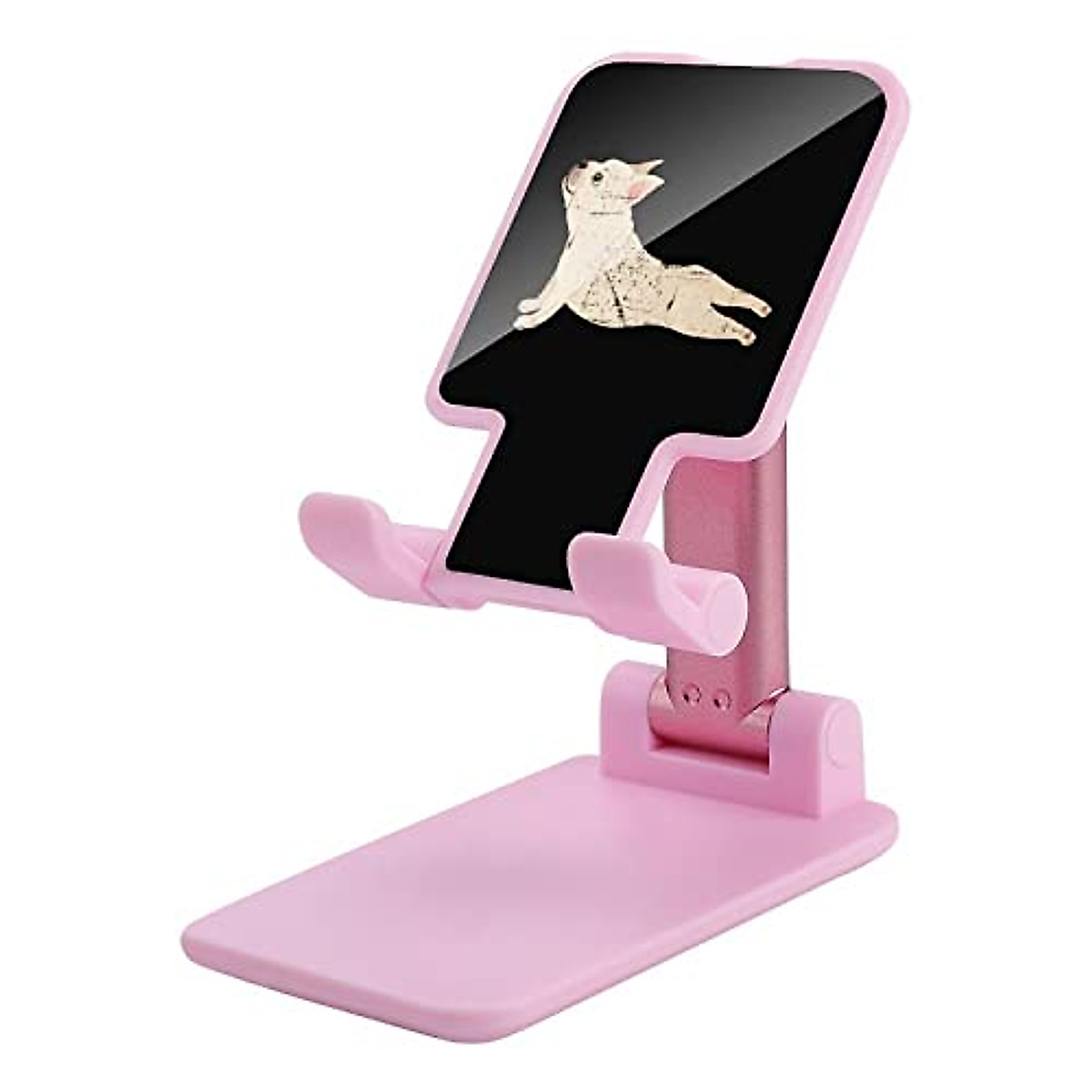 French Bulldog Yoga Cell Phone Stand Foldable Adjustable Cellphone Holder Desktop Dock Compatible with iPhone Switch Tablets (4-13")