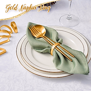 APTWOW Gold Napkin Rings Set of 12, Semicircle Metal Gold Napkin Holder Buckles, Fall Thanksgiving Christmas Napkin Rings, Napkin Rings for Dinner Table Decor, Wedding, Banquet, Party, Easter