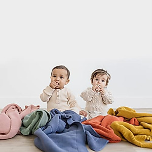 Natemia Knitted Baby Receiving Blanket, Ultra Soft Organic Cotton 30”x 40” Stroller and Nap Time Toddler Blanket