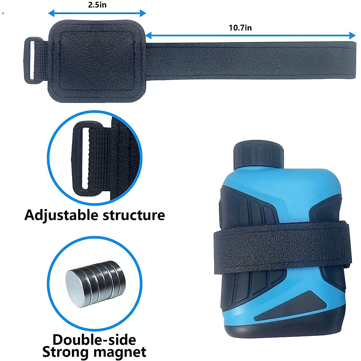 HomeMount Golf Rangefinder Magnetic Holder - Adjustable Strap Range Finder Accessories for Golf Cart Railing