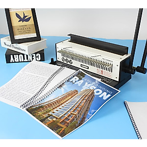 Rayson TD-1500B34 Binding Machine, Square Size Holes, 3:1 Pitch Wire-O Binder Punch 15 Sheets/Bind 130 Sheets with Sturdy Metal Construction