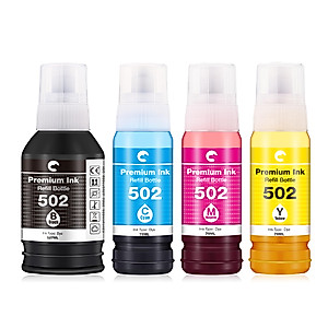 Hiipoo Compatible T502 502 (Not for Sublimation) Ink Refill Bottles for Ecotank ET-2750 ET2760 ET-2803 ET-3750 ET-4750 ET-3760 ET-4760 ET-2850 ET-4850 ET-3700 ET-3710 ET-15000 ET-2800 ST-4000 Printer