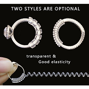 70 Pcs Ring Size Adjuster for Loose Rings with Ring Size Measuring Tool for Ring Adjuster, Plug-in Invisible Ring Spiral Silicone Tightener with Women and Men Any Rings Size