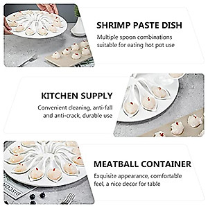 Hemoton 1 Set Eggs Platters Serving Tray Deviled Egg Dish 12 Hole Melamine Meatballs Plate Shrimp Tableware Dinnerware with Saucier Spoon for Home Kitchen Restaurant White
