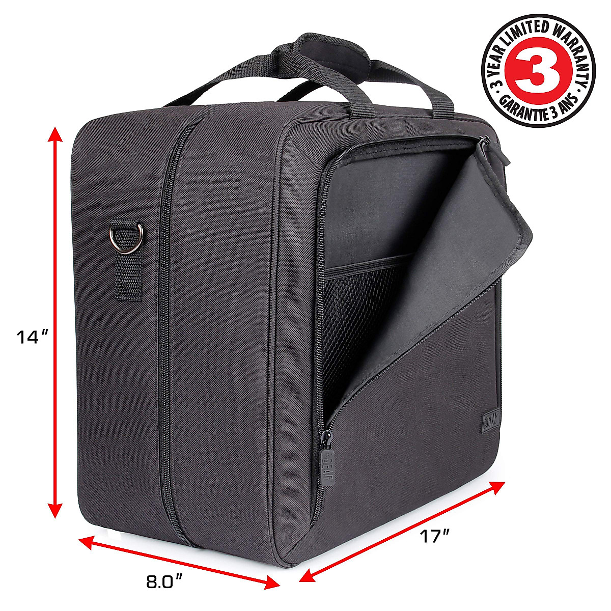 USA GEAR Audio Mixer Case - DJ Mixer Travel Bag with Customizable Interior & Water Resistant Exterior Compatible with Behringer Q1202USB, Mackie ProFX8v2, Yamaha MG10XU & More Mixers - Black