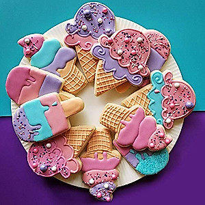 Ann Clark Cookie Cutters 3-Piece Ice Cream Cookie Cutter Set with Recipe Booklet, Popsicle, Hard and Soft Ice Cream Cone