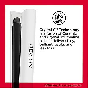 REVLON Crystal C + Ceramic Digital Hair Flat Iron | Long-Lasting Shine and Less Frizz, (1 in)