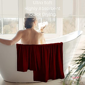 Oxycott 100% Cotton Set of 2 Bath Sheets Oversized 35x70 - Hotel Quality Luxury Set Bath Sheet Towels for Bathroom - Ultra Soft Absorbent Quick Dry Durable Extra Large Bath Sheets 2 Pack Burgundy