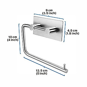 Flexzion Stainless Steel Self Adhesive Toilet Paper Holder Stand - Dispenser Tissue Roll Hanger Towel Storage Wall Mount Rustproof Brushed Finished for Bathroom Kitchen Lavatory Toilet Home (1 Pack)