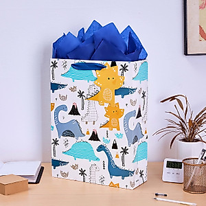 16.5" Extra Large Gift Bag with Tissue Paper for Boys (Dinosaurs)