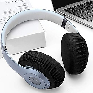 Jecobb Flex Fabric Earpads Cover Protectors with Stretchable and Washable Lycra for Beats Studio 3/2 Bose QC35 25 15 and Other Headphones with 3-4 Inch Ear Cushions [ 2 Pairs ] (Black)