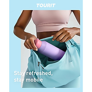 TOURIT 20 oz Insulated Water Bottle, Stainless Steel Water Bottles With Ice Strainer, Double-Wall Thermos Water Bottle, BPA Free Leakproof Thermos Bottle for Sports and Travel, Violet Mist