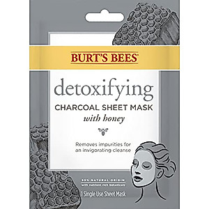 Burt's Bees Face Masks Easter Basket Stuffers, Detoxifying Charcoal Facial Skin Care Spring Gift, 100% Natural, Single Use (6 Count)