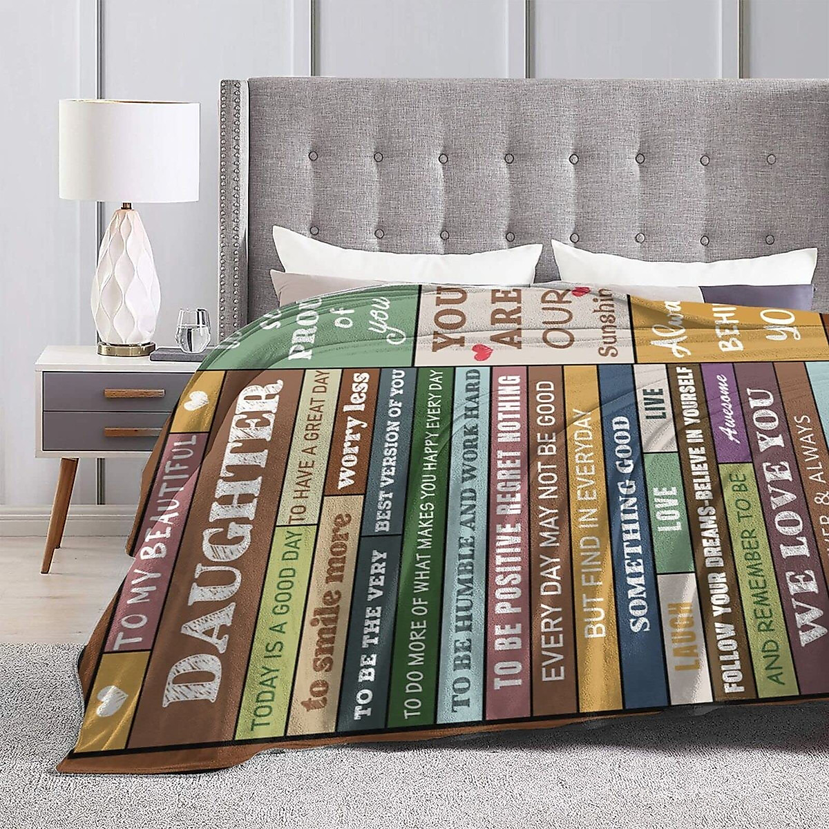 HAXOILO to My Daughter Blanket from Mom Dad Flannel Throw Blankets for Couch Bedroom Sofa Warm Girl Birthday Gifts 50x60in