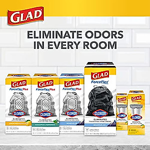 Glad Medium Drawstring Trash Bags with Clorox, 8 Gallon, Lemon Fresh Bleach Scent, 26 Count